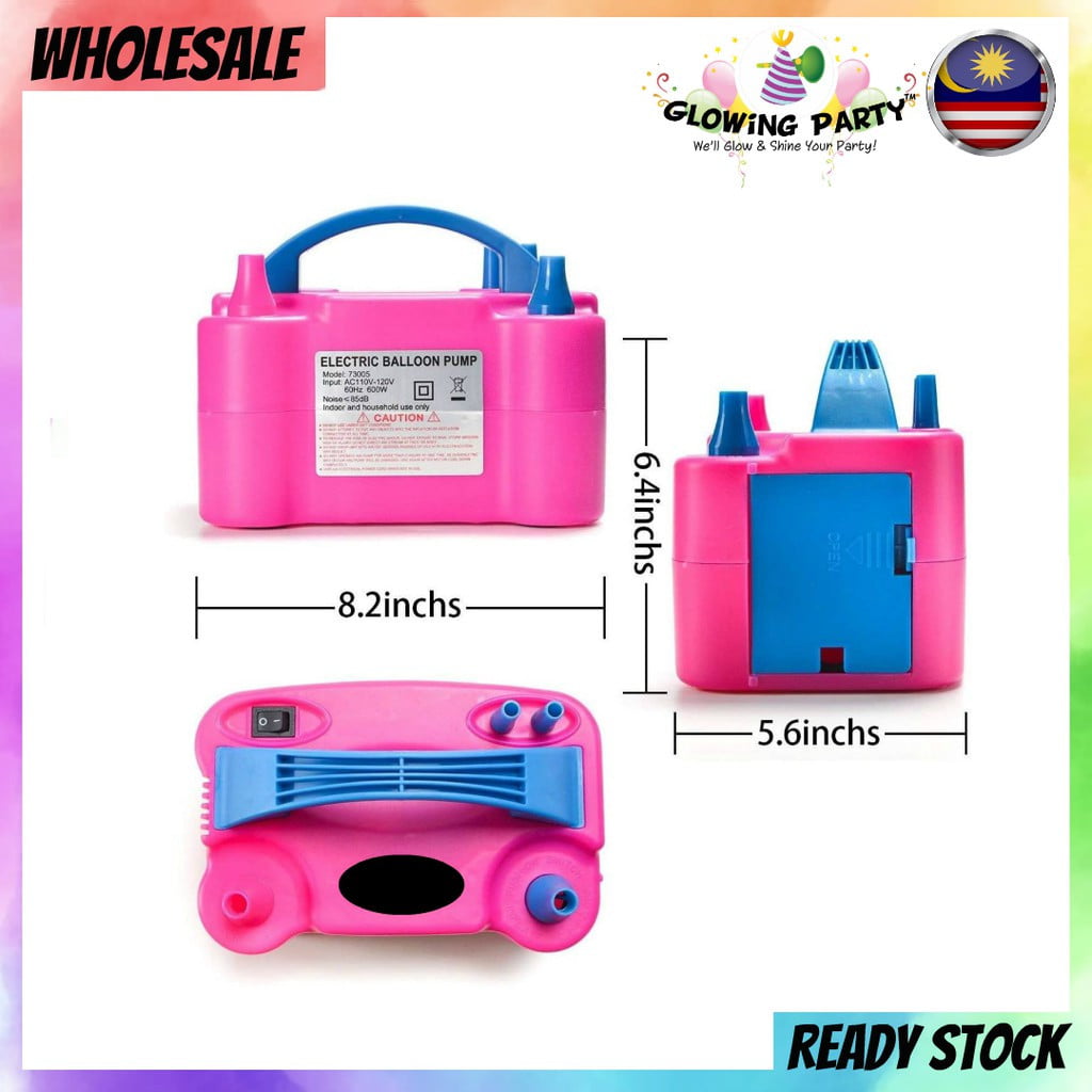 Electric Balloon Blower Pump 2 Nozzle 73005 (Pink) - Glowing Party House